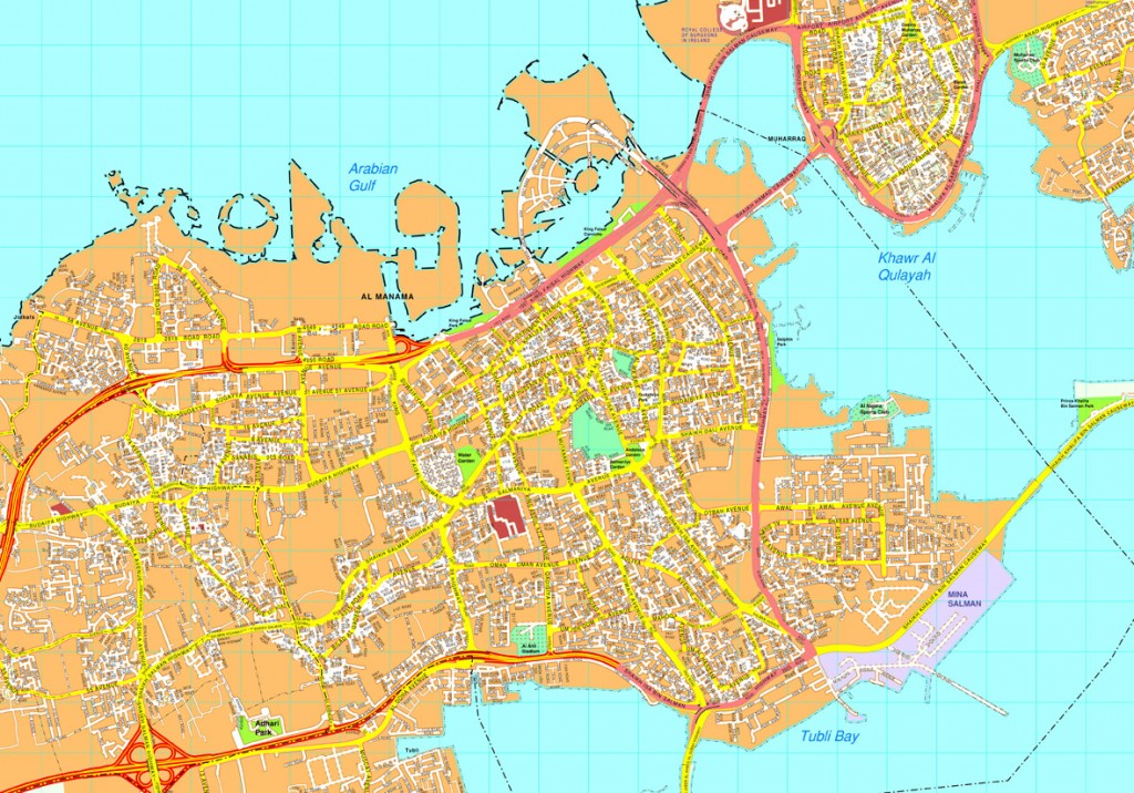 Al Manama vector map. EPS Illustrator Vector Maps of Asia Cities ...