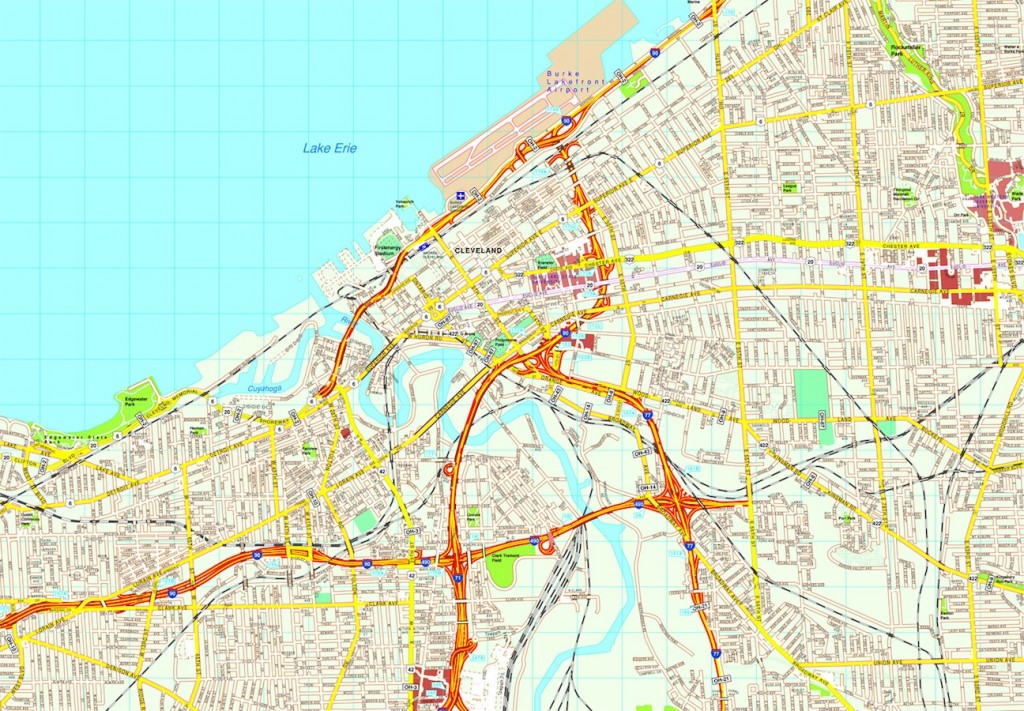 Cleveland map. Eps Illustrator Vector City Maps USA America | Order and ...