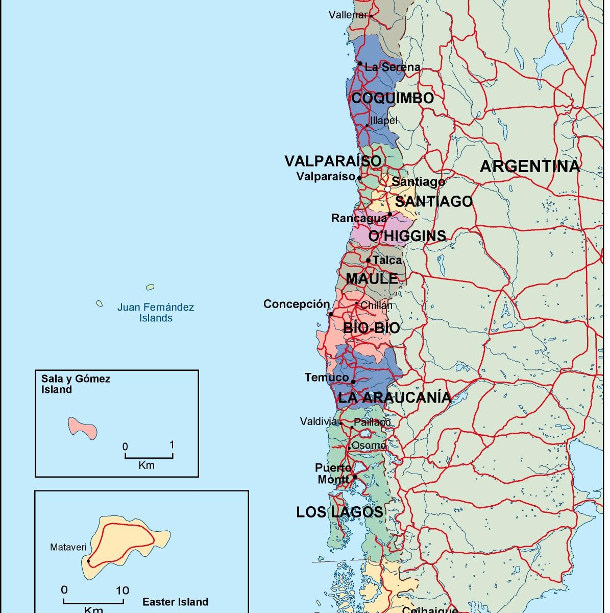 Chile Vector EPS mapas | Mapas vector de Colombia y del mundo